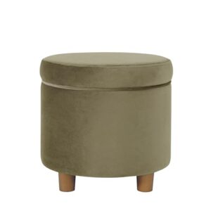 homepop home decor | upholstered round storage ottoman | ottoman with storage for living room & bedroom, light sage green velvet large