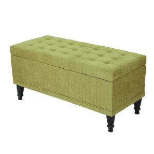 homebeez home decor ottoman,41.9 inch tufted storage bench rectangular footrest stool for entryway, living room and bedroom, green