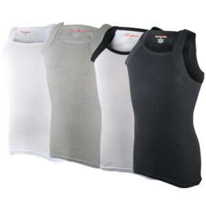 different touch men's athletic style tank tops square cut muscle ribbed a-shirts (xl, 4 pack (assorted))