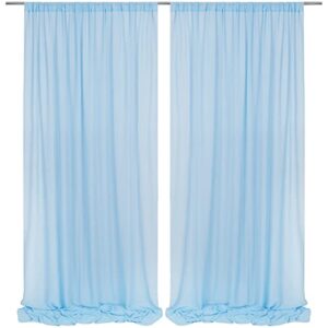 wenmer 5 x 10ft blue chiffon wedding backdrop curtain, 2 panels wedding arch drapes fabric background curtains for home wedding stage reception decoration baby shower birthday party