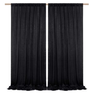 sherway 9.6 feet x 10 feet black silky soft curtain wedding backdrop drapes, slightly shiny satiny window curtains for party ceremony decoration