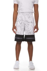 spalding mens max performance basketball short with 10" inseam, white/black, s