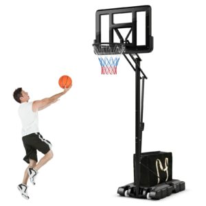 giantex portable basketball hoop outdoor - 8-10ft height adjustable basketball stand system for youth adult kids with 44" backboard, 2 wheels, fillable base, indoor outdoor basketball goal