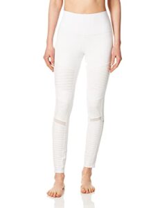 alo yoga women's high waist moto legging, white/white glossy, small