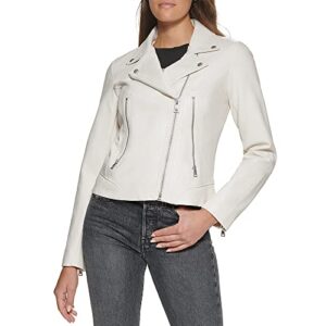 levi's women's faux leather asymmetrical moto jacket, oyster, x-large