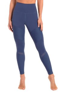 hopgo women's high waist moto legging 4 way stretch workout leggings gym skinny yoga pants starry blue us m