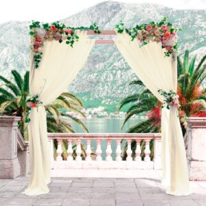 sayuan 394 x 53 inch wedding arch draping fabric organza table runner for wedding backdrop curtain tulle sheer scarf valance table swags ceremony decoration - ivory, 1 panel