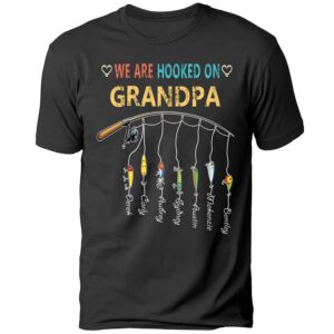 personalized dad grandpa fishing t shirts, shirt with grandkids name, custom father's day gift for men pawpaw papa tee hoodie sweatshirt tank top on birthday up to 25 kids, x-large