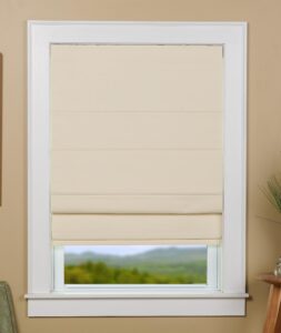 green mountain vista cotton blend fabric blackout cordless roman shade - color: ivory- room darkening roman shade for windows - thermal backed insulated roman shade (27" wide x 63 long, ivory)