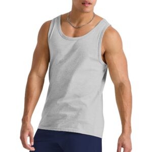 hanes comfortblend originals top, 100% cotton men, sleeveless tank shirt, light steel, small