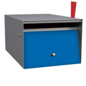 rural zincalume modern design mailbox letterbox (no lock w/flag) (blue)