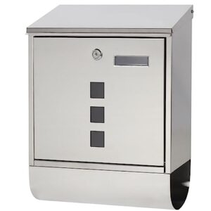 wall mounted mailboxes with key lock, lovndi large capacity drop mail locking box for outdoor, lockbox (2210 stainless steel)