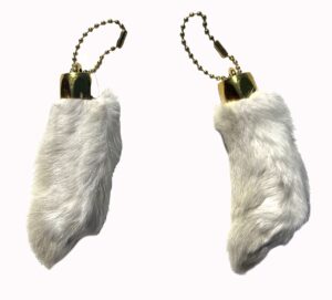 2 pieces of the real natural color novelty rabbit foot key chains