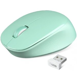 trueque wireless mouse e702 2.4ghz portable computer mouse with usb receiver, comfortable silent mice for laptop, chromebook, pc, notebook, desktop, windows, mac (mint green)