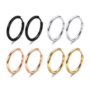 8mm cartilage earring surgical stainless steel hoop earrings men tiny small huggie hoop earrings helix rook daith tragus piercing jewelry sleeper second hole earrings for women 20g gifts for men him