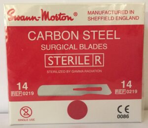 swann-morton #14 sterile surgical blades, carbon steel [individually packed, box of 100]