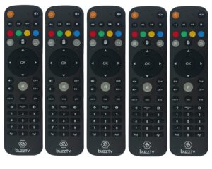 { package of 5 } buzztv iptv xpl 1000, xpl2000, xpl 3000 factory replacement remote control rcu (pack of 5)