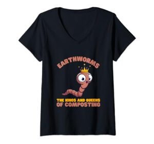 earthworms the kings and queens of composting worm farming v-neck t-shirt