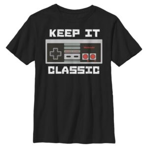 nintendo boy's kepp it classic t-shirt, large, black