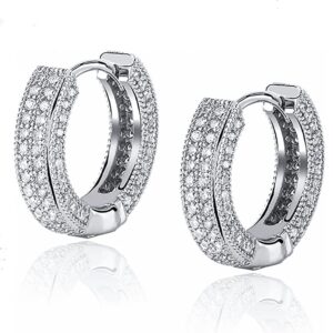 small iced cz bling hoops with cubic zirconia 14k white gold plated 925 sterling silver trendy hip hop 12mm ice out huggie hoop earrings jewelry gifts for men and women