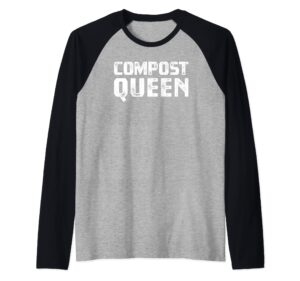 compost queen homestead garden composting raglan baseball tee