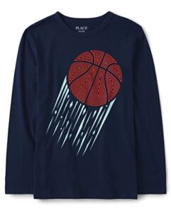 the children's place boys sports long sleeve graphic t-shirts basketball medium