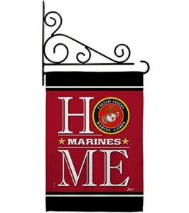 marine corps home garden flag - set wall holder armed forces usmc semper fi united state american military veteran retire official - house banner small yard gift double-sided made in usa 13 x 18.5