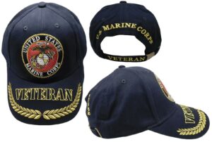 united states marine corps emblem veteran wreath navy blue adjustable embroidered cotton hat cap - officially licensed