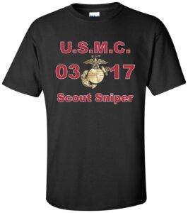 united states marine corps mos 0317 scout sniper t-shirt