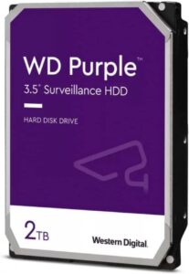 western digital purple wd22purz 2 tb hard drive - 3.5 internal - sata [sata/600] - conventional magnetic recording [cmr] method (renewed)