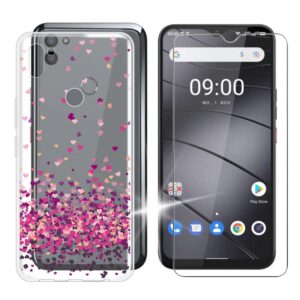 cover for gigaset gs5 pro (6.30") case ijtyhf soft silicone case bumper shell +tempered glass 9h screen protector protective film, transparent protective tpu cases -a lot of love