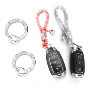 fehlot car keychain for women,keychain accessories with bling rhinestones,car key chains fashionable glitter key ring (bling key -white and red)