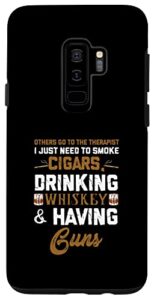 galaxy s9+ others smoke sigars, whiskey & having guns cigars case