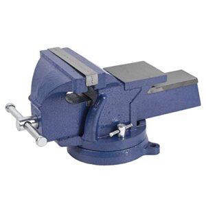 lfgud 6" bench vise, 6" jaw width 6.5" jaw opening 360° swivel base clamp table vise heavy duty bench vise for woodworking, cutting conduit, drilling, metalworking, home workshop use and diy jobs