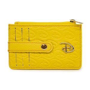 buckle-down disney wallet, wallet id/card holder, disney signature d debossed pu with gold metal d icon, yellow, vegan leather