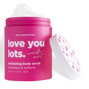 body prescriptions exfoliating body scrub – body cleanser for nourished, ultra-smooth skin, vanilla and mint (love you lots)