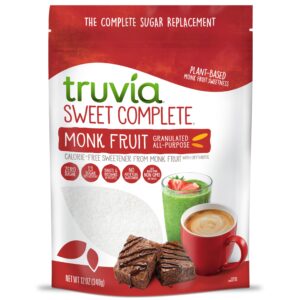 truvia sweet complete granulated all-purpose calorie-free sweetener from the monk fruit, 12 oz monkfruit bag (pack of 1)