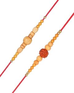 cherkraft rakhi for brother thread for men/boy raksha bandhan rudraksha rakhi set of 2 (design 4)