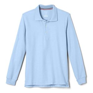 french toast boys long sleeve pique (standard & husky) polo shirt, light blue, 6 7 us