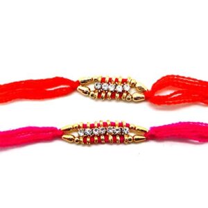 whopperindia set of 2 rakhi for brother gift for raksha bandhan handmade silk rakhee thread bracelet with 5 stones design rakhi for loving brother/sibling/rakhi for brother rakhi set of 2 | rakhi bracelet | | rakhi for boy | indian rakhee