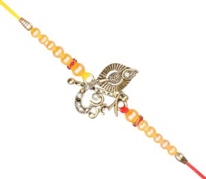 cherkraft jai shree krishna morpank flute rakhi for brother (pack of 1) rakhi thread for men/boy raksha bandhan (design 3, standard)