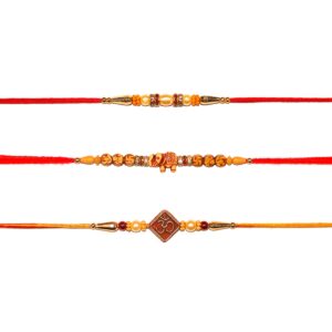 3 rakhi for brother | fancy design rakhi | stone designer rakhi | rakhi for bhaiya (multi)