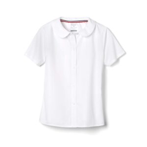 french toast girls' short sleeve peter pan collar blouse (standard & plus), white, 6