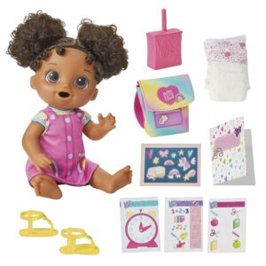 baby alive time for school baby doll set, 12 inch, back to school toys for girls & boys, black hair, preschool gifts for kids, ages 3+ (amazon exclusive)