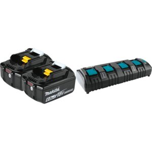 makita bl1860b-2 18v lxt lithium-ion 6.0 ah battery (2 pack) & dc18sf 18v lithium-ion rapid optimum 4-port charger, 1-pack,black