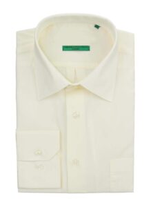 dti bb signature men's modern classic fit 2 ply pure cotton solid dress shirt (17.5" neck 36-37 sleeve, vanilla ice)