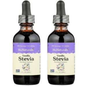 nunaturals liquid vanilla stevia, sugar-free sweetener, plant-based sugar substitute, zero calorie, 2oz (2-pack)