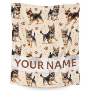 personalized german shepherd blanket for kids - 30x40 inches lap size - soft fuzzy cozy blankets gift - orange cute throw blanket for couch, living room & office