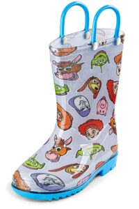 disney toy story kids pvc waterproof rainboots - woody, buzz lightyear, aliens, hamm, rex and slinky dog - size 9 toddler