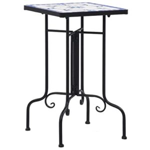 zqqlvoo mosaic side table,plant stand,plant rack,plant display stand,multi-purpose plant stand,flower stands,for backyard,garden, balcony,terrace,blue and white ceramic